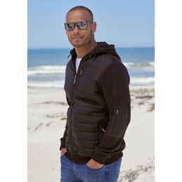 H.I.S. H.I.S Herren Kapuzensweatjacke im vorderen Bereich gesteppt, mit abnehmbarer Kapuze schwarz L (52/54)