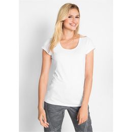 bonprix Damen bonprix T-Shirt figurbetonte slim fit Passform, Kurzarm, aus Baumwolle und Elasthan wei&szlig; 36/38 (S)