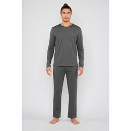 JOOP! Damen JOOP! Pyjama &raquo;Core&laquo; 2 tlg. mit Rundhalsausschnitt, Langarm, Cotton-Mix grau XL