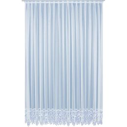 WIRTH Gardine &raquo;Elena&laquo; Faltenband 1 Stk. tlg. Store veredelt mit echter Plauener Spitze Stickerei, gerade wei&szlig; Sabl&eacute;, Polyester 225cm, Faltenband, 450cm