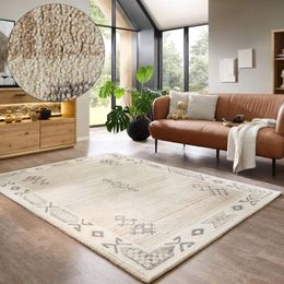 Theko Wollteppich &raquo;Royal Berber&laquo; rechteckig 18 mm H&ouml;he Berber Optik, gemustert, reine Wolle, mit Bord&uuml;re Wohnzimmer beige Schurwolle B : 60cm 1 Stk., 