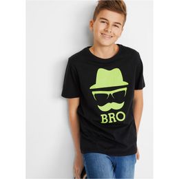 bonprix Jungen bonprix T-Shirt &raquo;T-Shirt aus reiner Baumwolle&laquo; bequeme Passform, Rundhalsausschnitt, aus reiner Baumwolle schwarz 140/146