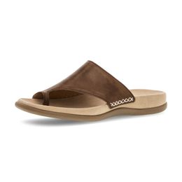 Gabor Damen Zehentrenner , Keilabsatz, Sommerschuh, Dianette mit kontrastfarbiger Stickerei braun 38