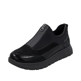 Remonte Damen Plateausneaker Halbschuh, Casual-Sneaker mit Lackdetails schwarz 41