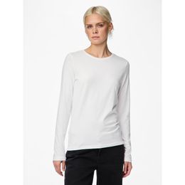 Pieces Damen Pieces Langarmshirt &raquo;PCSIRENE LS TEE JRS NOOS&laquo; Baumwollmischung, slim fit wei&szlig; S