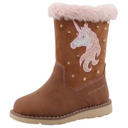 Tom Tailor Kinder Tom Tailor Winterstiefel &raquo;Blinkschuh&laquo; Langschafttstiefel, Kinderstiefel mit blinkendem Einhornmotiv braun 25