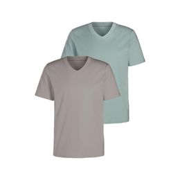Kangaroos Herren Kangaroos T-Shirt &raquo;Regular Fit,&laquo; 2er-Pack, Freizeitshirt mit Kurzarm, V-Ausschnitt aus reine Baumwolle gr&uuml;n M (48/50)