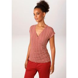 Aniston Casual Damen Aniston CASUAL T-Shirt im fantasievollem Zick-Zack-Muster rot 38
