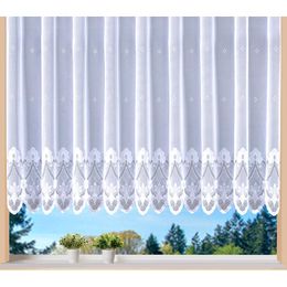 Weckbrodt-Gardinen Gardine &raquo;Weimar&laquo; Kr&auml;uselband 1 Stk. tlg. Jacquard, floral, Halbtransparent, Sockel, Bord&uuml;re, gebogt, Store wei&szlig; Jacquard, Polyester 220cm, Kr&auml;uselband