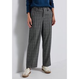 Street One Damen Street One Stoffhose kariert, mit Viskose und Stretch schwarz 40, L&auml;nge 30