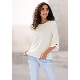 Lascana Damen Lascana 3/4-Arm-Shirt &raquo;mit Knopfdetail&laquo; aus weicher Waffel Piqu&eacute;-Qualit&auml;t 44/46