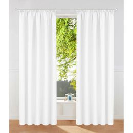 OTTO home Vorhang &raquo;Raja&laquo; &Ouml;sen 2 Stk. tlg. einfarbig, Einfache Montage, Pflegeleicht, &Ouml;sen, 2 er Pack, uni wei&szlig; Polyester, Recyceltes Material 145cm, 