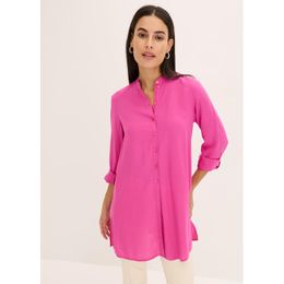 bonprix Damen bonprix Longbluse gerade Passform, mit langem Arm, aus Viskose, mit Stehkragen 42