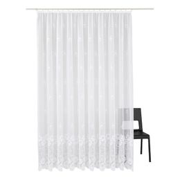 Weckbrodt-Gardinen Gardine &raquo;Montello&laquo; Kr&auml;uselband 1 Stk. tlg. Jacquard, strukturiert, Allover,floral,halbtransparent, Bord&uuml;re, Store wei&szlig; Jacquard, Polyester 220cm, 