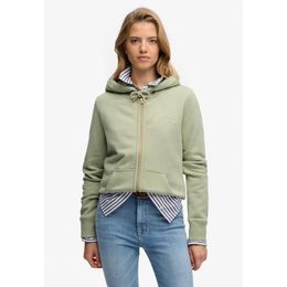Superdry Damen Kapuzensweatjacke &raquo;Essential Logo Ziphood Hb&laquo; Mit Logostickerei gr&uuml;n XS