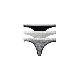 Calvin Klein Underwear Damen Tanga &raquo;THONG 3PK&laquo; Packung, 3er-Pack, K&ouml;rpernahe Passform mit elastischem Bund schwarz-wei&szlig; L (40)