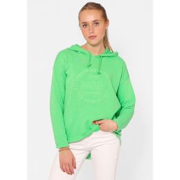 Zwillingsherz Damen Hoodie &raquo;"Moin"&laquo;, Kapuze, Kordelzug, Langarm, maritimer Schriftzug gr&uuml;n S/M