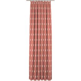 WIRTH Vorhang &raquo;Crayon&laquo; Kr&auml;uselband 1 Stk. tlg. rot Jacquard, Baumwolle, Polyester 245cm, Kr&auml;uselband, 135cm