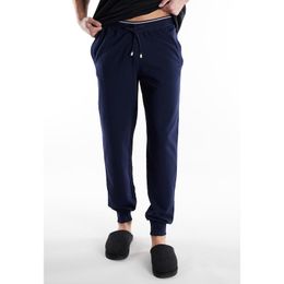 Bugatti Herren Bugatti Pyjamahose &raquo;Bologna&laquo; mit Seitentaschen, niedriger Bund, bequem, elastisch, Materialmix blau 58, N-Gr