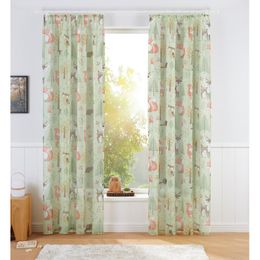 OTTO home Gardine &raquo;Waldtiere&laquo; Kr&auml;uselband 1 Stk. tlg. Kindergardine, bedruckt, verschiedene Gr&ouml;&szlig;en gr&uuml;n Voile, Polyester 145cm, Kr&auml;uselband, 140cm