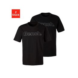 Bench. Loungewear Herren T-Shirt 2 Stk. Shirt mit Logoprint, Basicshirt mit Rundhals aus reiner Baumwolle schwarz XL