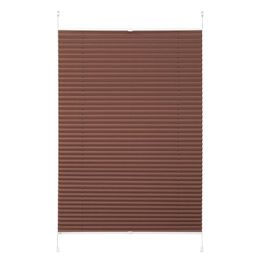 K-home Plissee &raquo;Siena&laquo; Lichtschutz energiesparend ohne Bohren braun Obermaterial: 100% Polyester 130cm, zweiseitig verschiebbar, 50cm