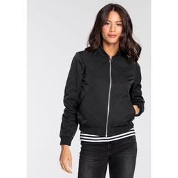 AJC Damen AJC Blouson mit Rippkragen, praktische Eingrifftaschen, Leichte &Uuml;bergangsjacke schwarz 44
