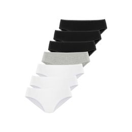 Vivance Damen Jazz-Pants Slips 7er-Pack, aus weicher Baumwollqualit&auml;t mit feiner Spitzeneinfassung schwarz-wei&szlig; 36/38