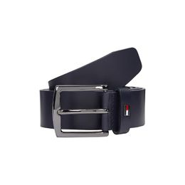 Tommy Hilfiger Herren Lederg&uuml;rtel &raquo;DENTON 3.5 cm breit EXT&laquo; Einfachdornschlie&szlig;e, Metalllogo blau 110