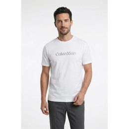 Calvin Klein Herren T-Shirt Logoschriftzug, Rundhalsausschnitt, Regular Fit, reine Baumwolle wei&szlig; XXL