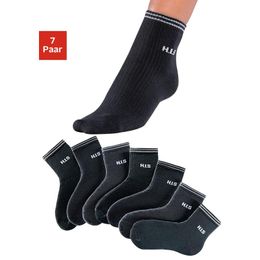 H.I.S. H.I.S Damen Kurzsocken &raquo;Damen Vollfrottee Socken mit Rippstruktur&laquo; Packung, 7 Paar tlg. atmungsaktive Baumwolle schwarz 39-42