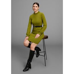 Laura Scott Damen Strickkleid aus Viskosemischung mit femininem R&uuml;schendetail gr&uuml;n 38, N-Gr