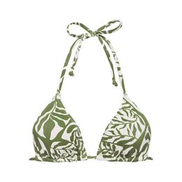 Buffalo Damen Triangel-Bikini-Top &raquo;Jola&laquo; mit modernem Bl&auml;tterdesign gr&uuml;n 34, Cup A/B
