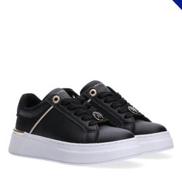 Tommy Hilfiger Kinder Sneaker Freizeitschuh, Halbschuh, Schn&uuml;rer mit goldfarbenen Details schwarz 37