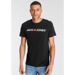 Jack & Jones Jack & Jones Herren T-Shirt &raquo;JJECORP mit Print, vielseitig kombinierbar f&uuml;r den Alltag&laquo; Logodruck, modisch, regular fit, Baumwolle, Rundhals schwarz 