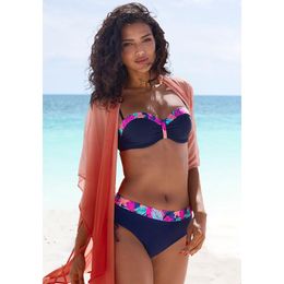 Lascana Damen Lascana B&uuml;gel-Bandeau-Bikini-Top &raquo;Exotic&laquo; mit bedruckter Blende an den Cups bunt 38, Cup C