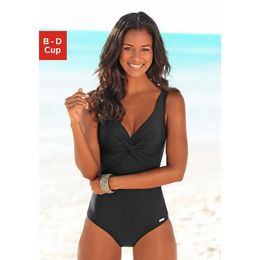 Lascana Damen Lascana Badeanzug mit Shaping-Einsatz vorn, eingearbeitete Softcups, mit Raffungen schwarz 40, Cup C