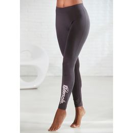 Bench. Loungewear Damen Leggings mit Stickerei und Druck, Loungewear grau 32/34, N-Gr