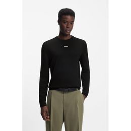 Hugo Herren Hugo Rundhalspullover &raquo;San Cassius-C2&laquo; Rundhalsausschnitt, Slim Fit, Feinstrick schwarz L