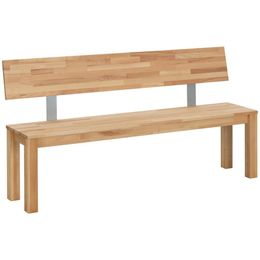 P & B Sitzbank, Kernbuche, Holz, Kernbuche, massiv, 160x84x40 cm, mit R&uuml;ckenlehne, in verschiedenen Gr&ouml;&szlig;en erh&auml;ltlich, Esszimmer, B&auml;nke, Sitzb&auml;nke