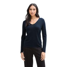 Tom Tailor Damen Tom Tailor V-Ausschnitt-Pullover &raquo;Regular&laquo; mit V-Ausschnitt blau S (36)