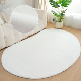 Bruno Banani Hochflor-Teppich &raquo;Rabbit 2 Bean, Kunstfell Teppich, Modern, besondere Form&laquo; U-f&ouml;rmig 25 mm H&ouml;he Kaninchenfell-Haptik, Microfaser, Wohnzimmer, 