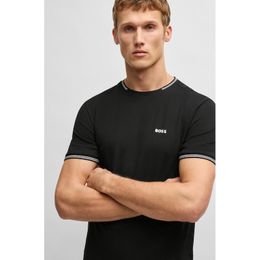 BOSS Green Herren BOSS Green T-Shirt &raquo;Taul Stretch-Baumwoll-Pique&laquo; aus softem Stretch-Baumwoll-Piqu&eacute;, Regular Fit, K&uuml;hlend schwarz L