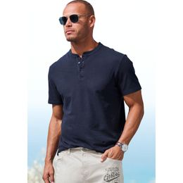 John Devin Herren Henleyshirt &raquo;mit Stehkragen,&laquo; Regular-Fit, aus Baumwoll-Piqu&eacute; blau L (52/54)