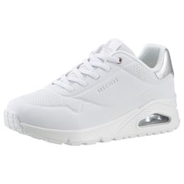 Skechers Damen Slip-On Sneaker &raquo;UNO SHIMMER AWAY&laquo; Slipper, Freizeitschuh, Plateausneaker mit modischem Keilabsatz silber 41
