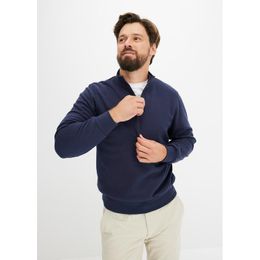 bonprix Herren bonprix Sweatshirt &raquo;Sweatshirt mit Troyerkragen&laquo;, mit Stehkragen mit kurzem Rei&szlig;verschluss, Regular Fit, unifarben blau 48/50 (M)
