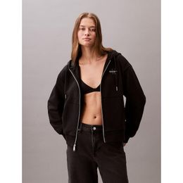 Calvin Klein Jeans Damen Sweatjacke &raquo;MNLG FRNCH TRRY FZ B&laquo; Mit Rundhalsausschnitt schwarz XXL (46)
