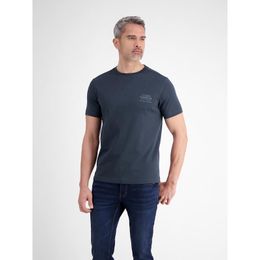 Lerros Herren Lerros T-Shirt Rundhals, mit tonalem Print blau M