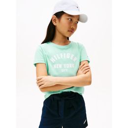 Tommy Hilfiger M&auml;dchen T-Shirt &raquo;HILFIGER GRAPHIC T-SHIRT&laquo; f&uuml;r Kinder bis 16 Jahre, mit gro&szlig;em Druck gr&uuml;n 3 (98)