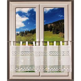 HOSSNER - ART OF HOME DECO Querbehang &raquo;Drachensee&laquo; Schlaufen 1 Stk. tlg. m. Spitze beige Wirkware, Polyester 35cm, Schlaufen, 120cm